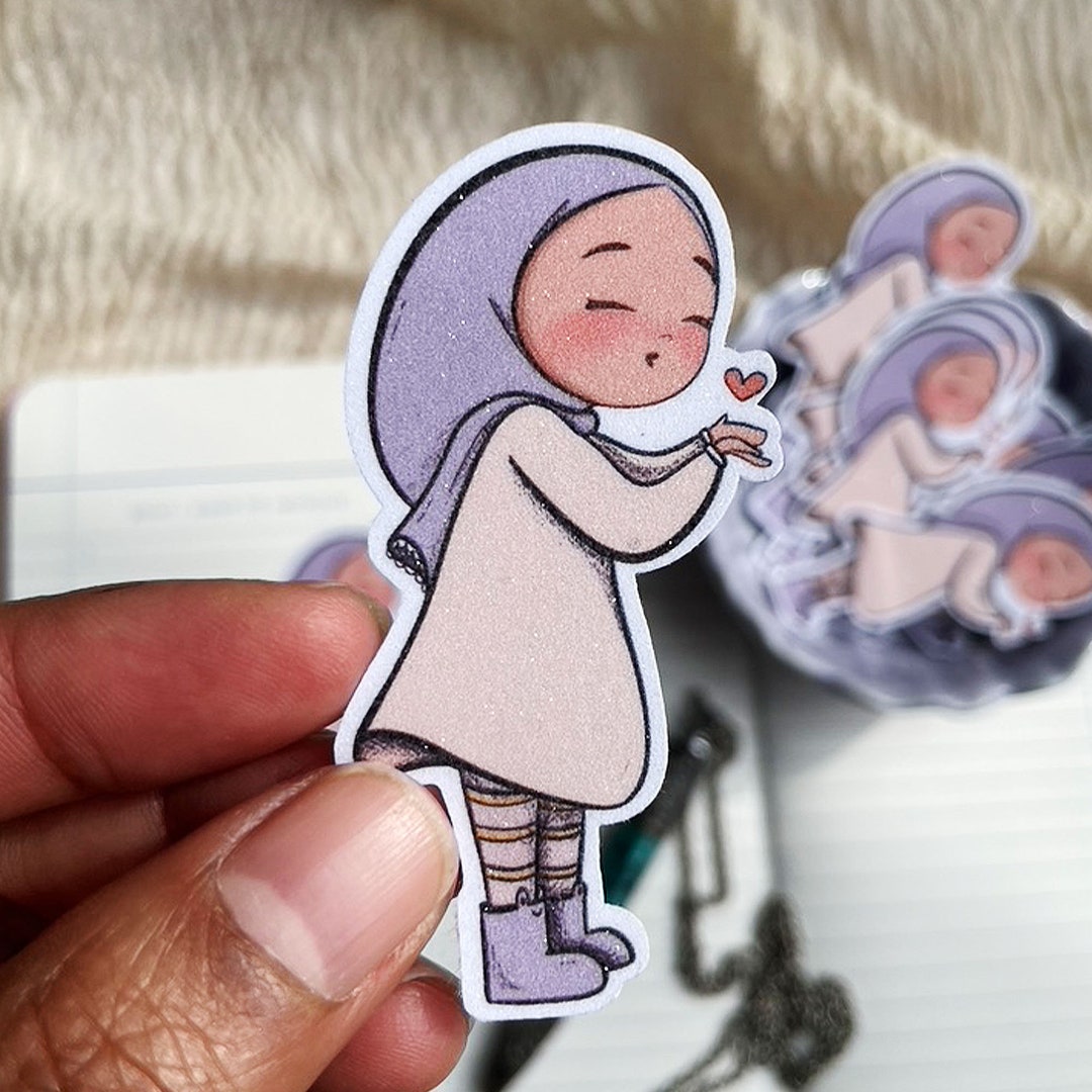 Hijabi Cute Stickers Cute Hijab Glitter Sticker Agenda Sticker Bullet ...