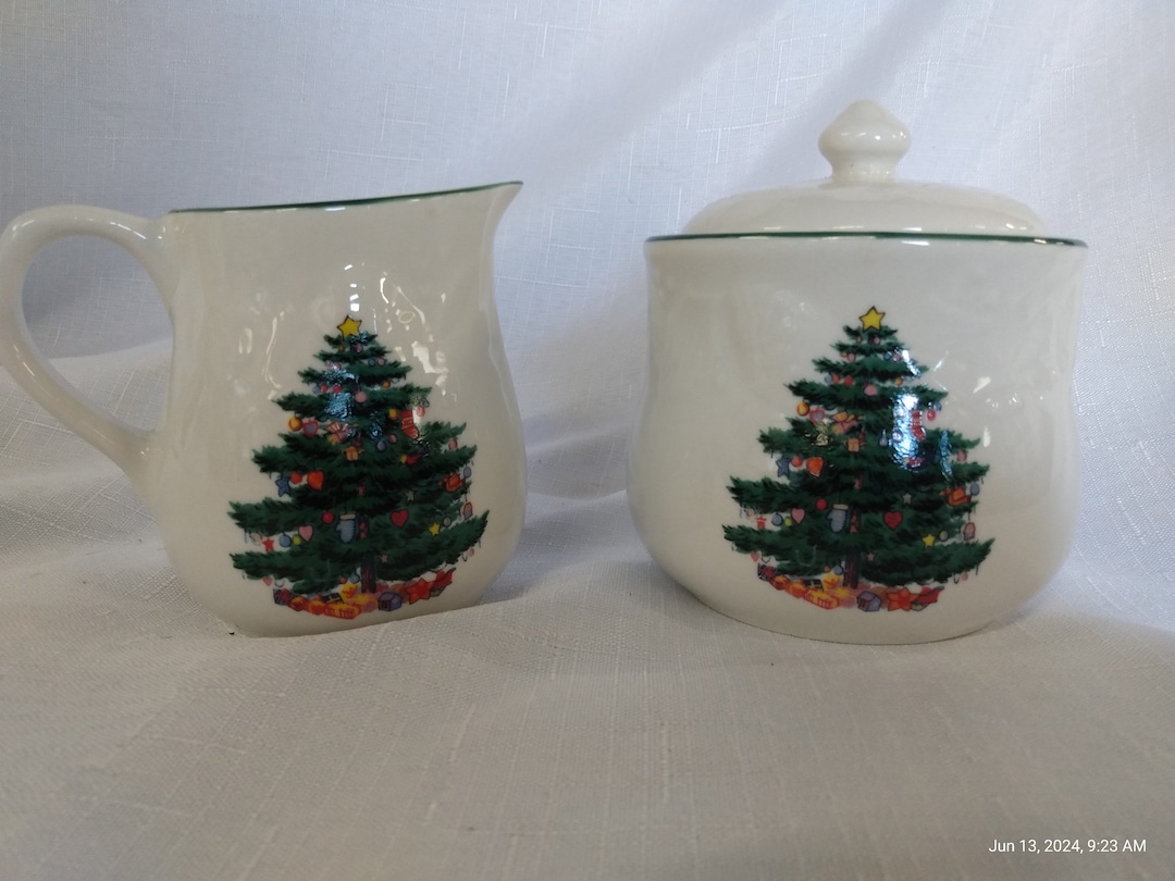 Vintage GEI Christmas Tree Embossed Pinecones Cream and Sugar Set, 1 ...