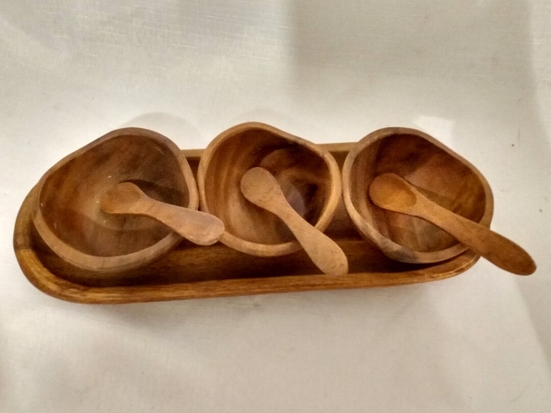 Wood Condiment Set 7 Pieces - Etsy
