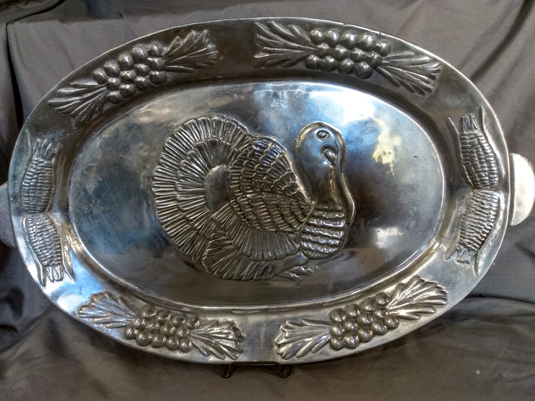Vintage Cast Aluminum Turkey Platter Large Heavy - Etsy