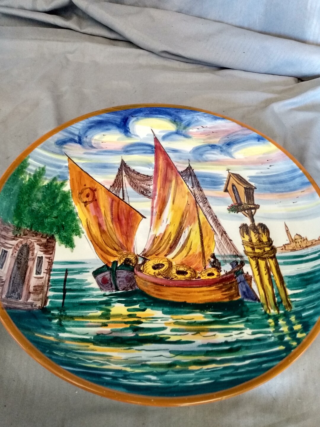Vintage San Polo Venezia Vele Sulla Laguna Round Plate Platter Hand ...