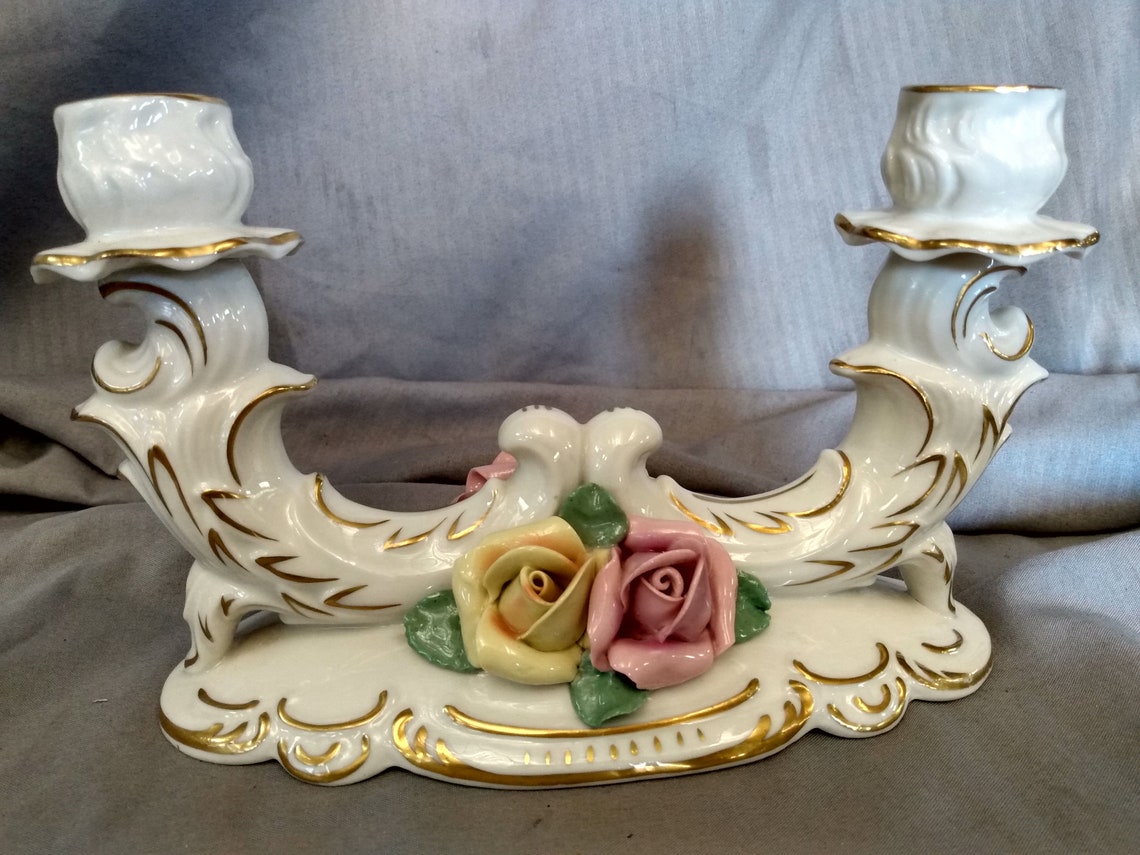 Vintage Dresden Double Candle Holder Porcelain, Bavaria Germany - Etsy