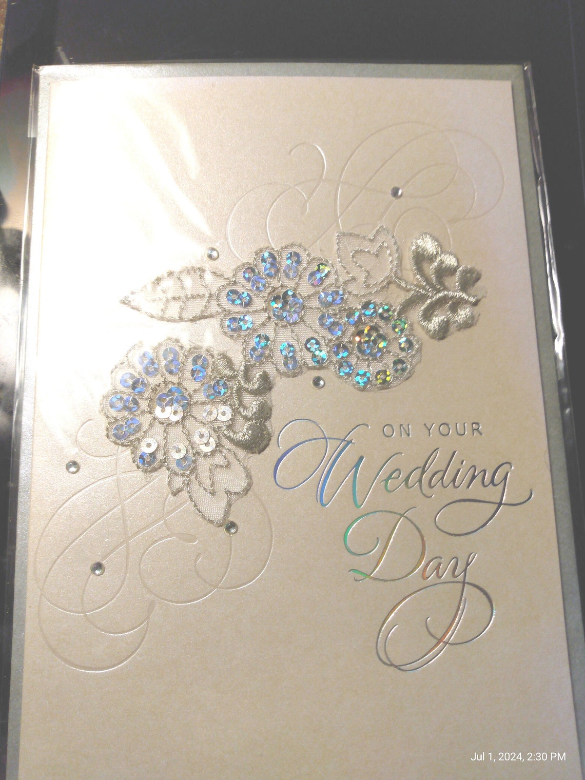 Papyrus Wedding Card New Unopened 7" X 5" Jeweled Flowers "on Your ...