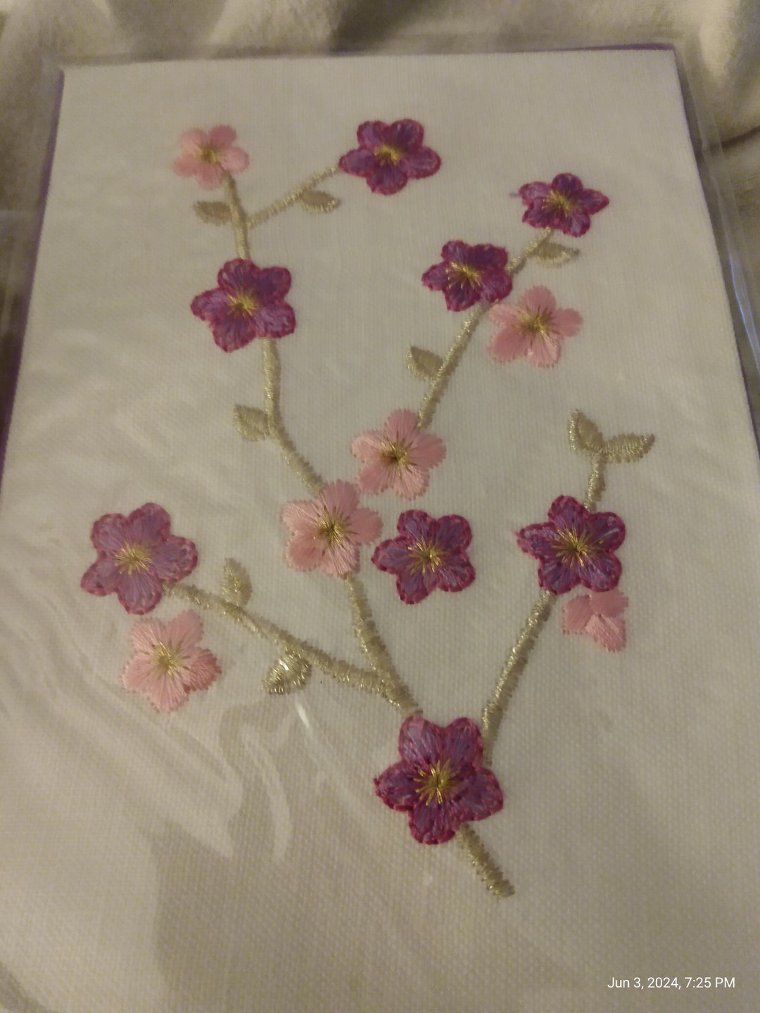 Papyrus Blank Inside Card New Unopened Embroidered Flowers on Linen 7 ...