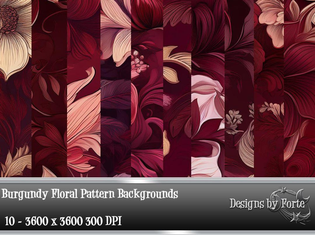 Burgundy Floral Pattern Backgrounds for DIY Projects, Scrapbooking ...