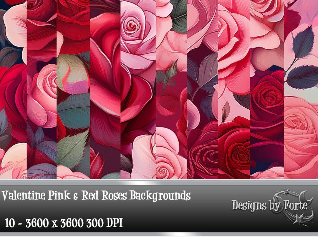 Pink & Red Roses Backgrounds | Printable Decor and Digital Paper for ...