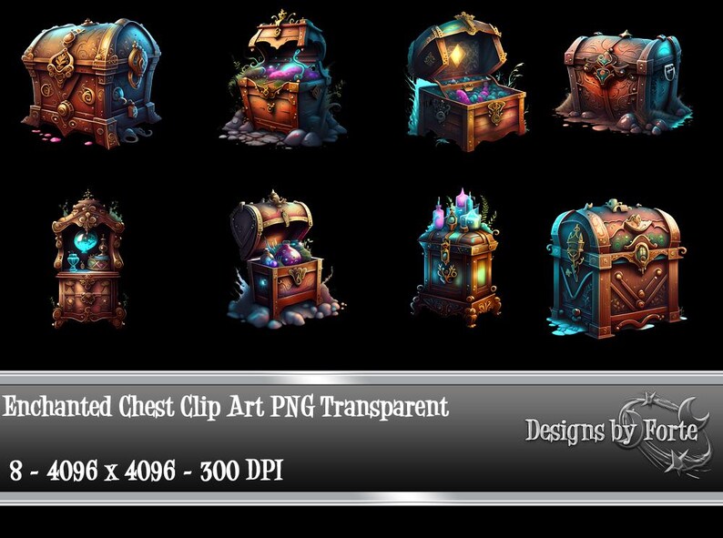 Enchanted Chest Clip Art Set - Etsy