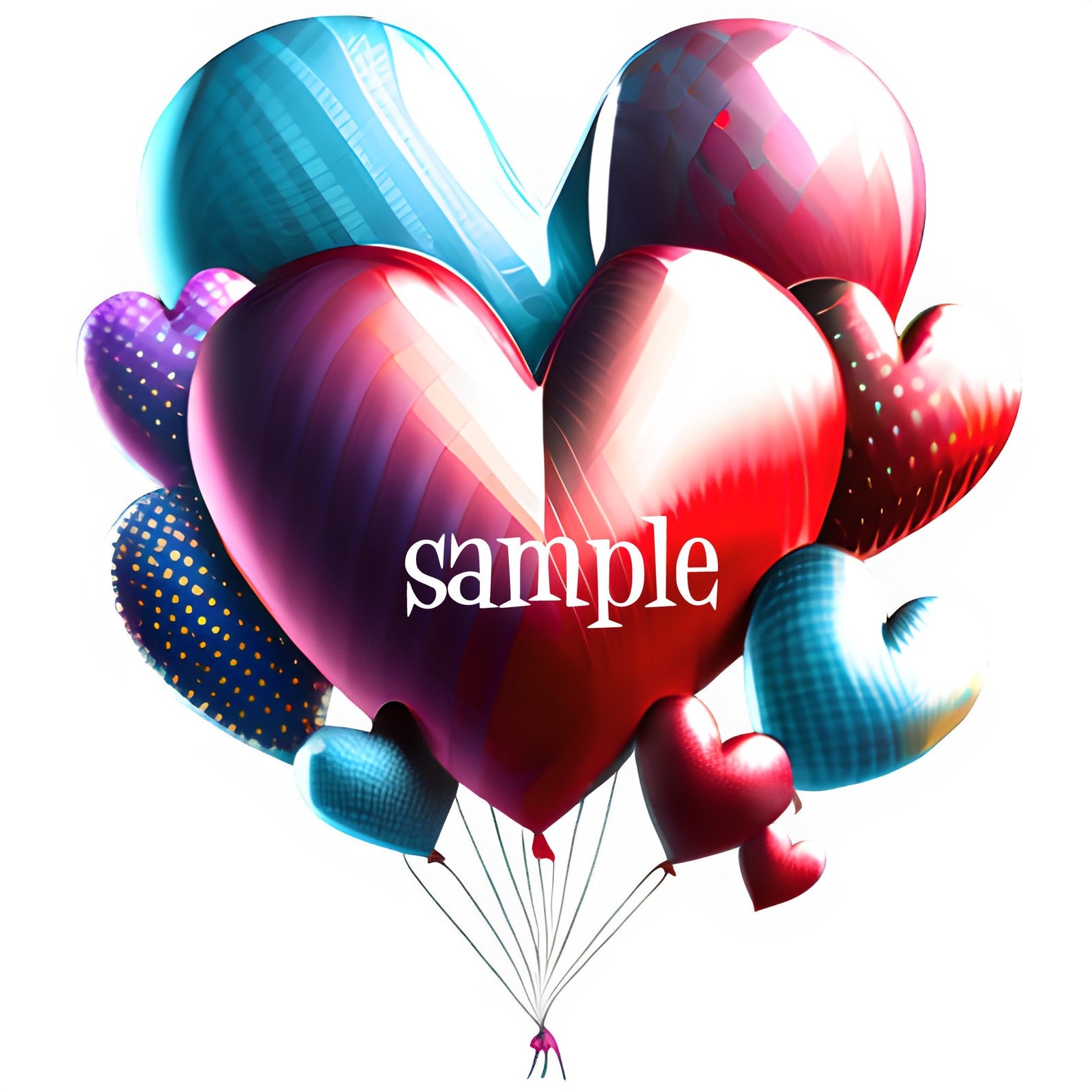 Valentine Heart Balloons Clip Art PNG - Etsy