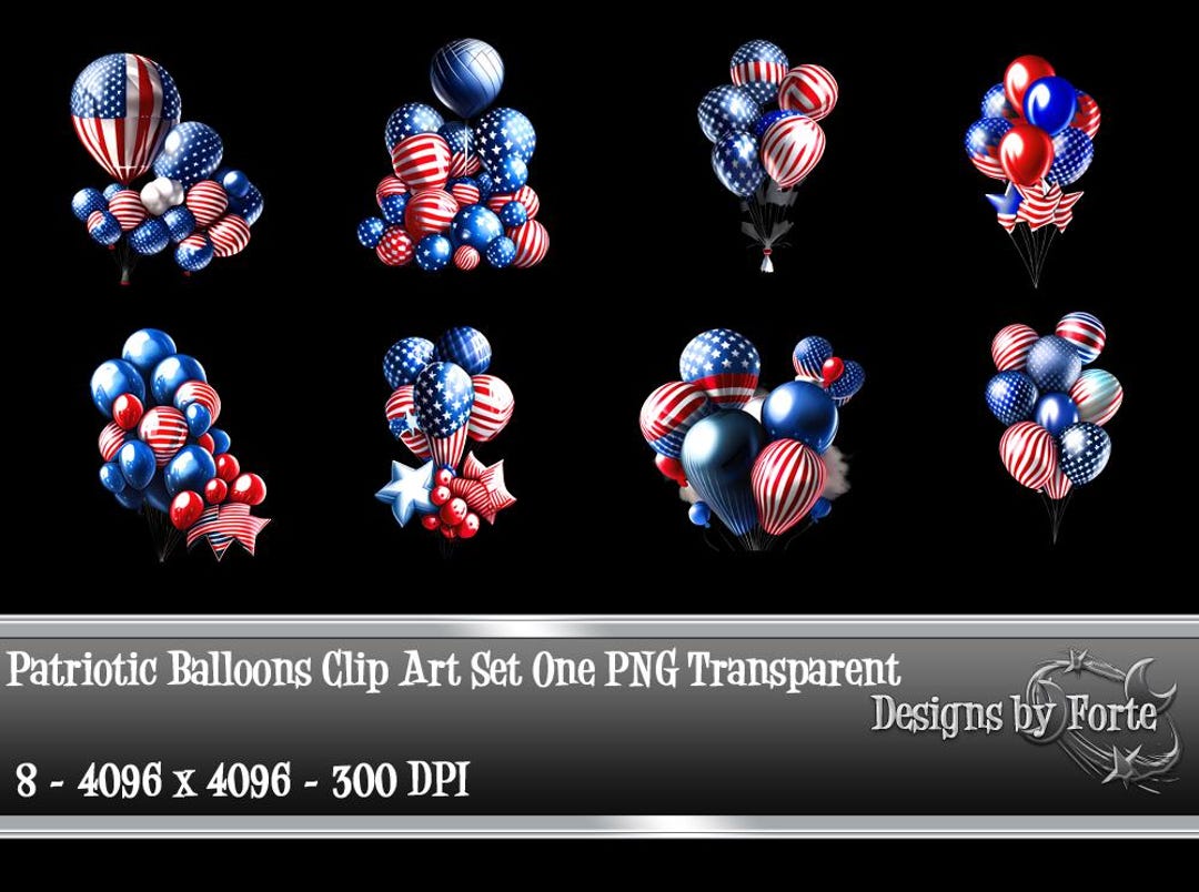 Patriotic Balloons Clip Art Set One - Etsy