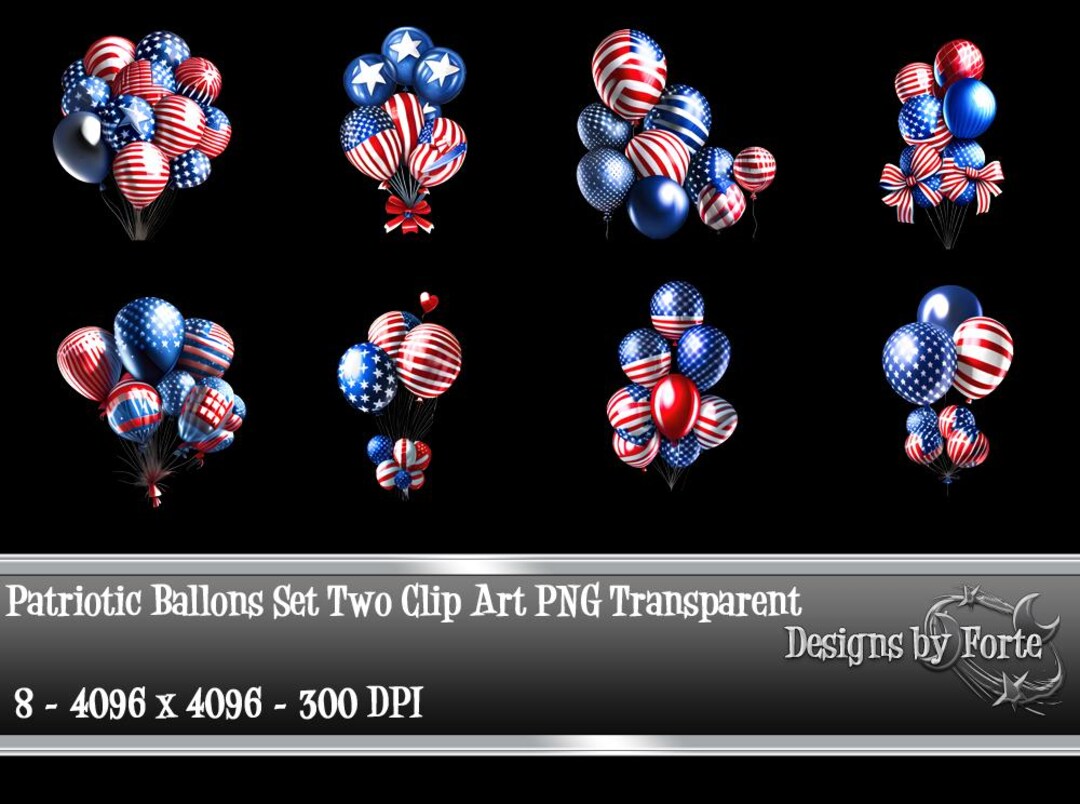 Patriotic Balloons Clip Art Set Two - Etsy