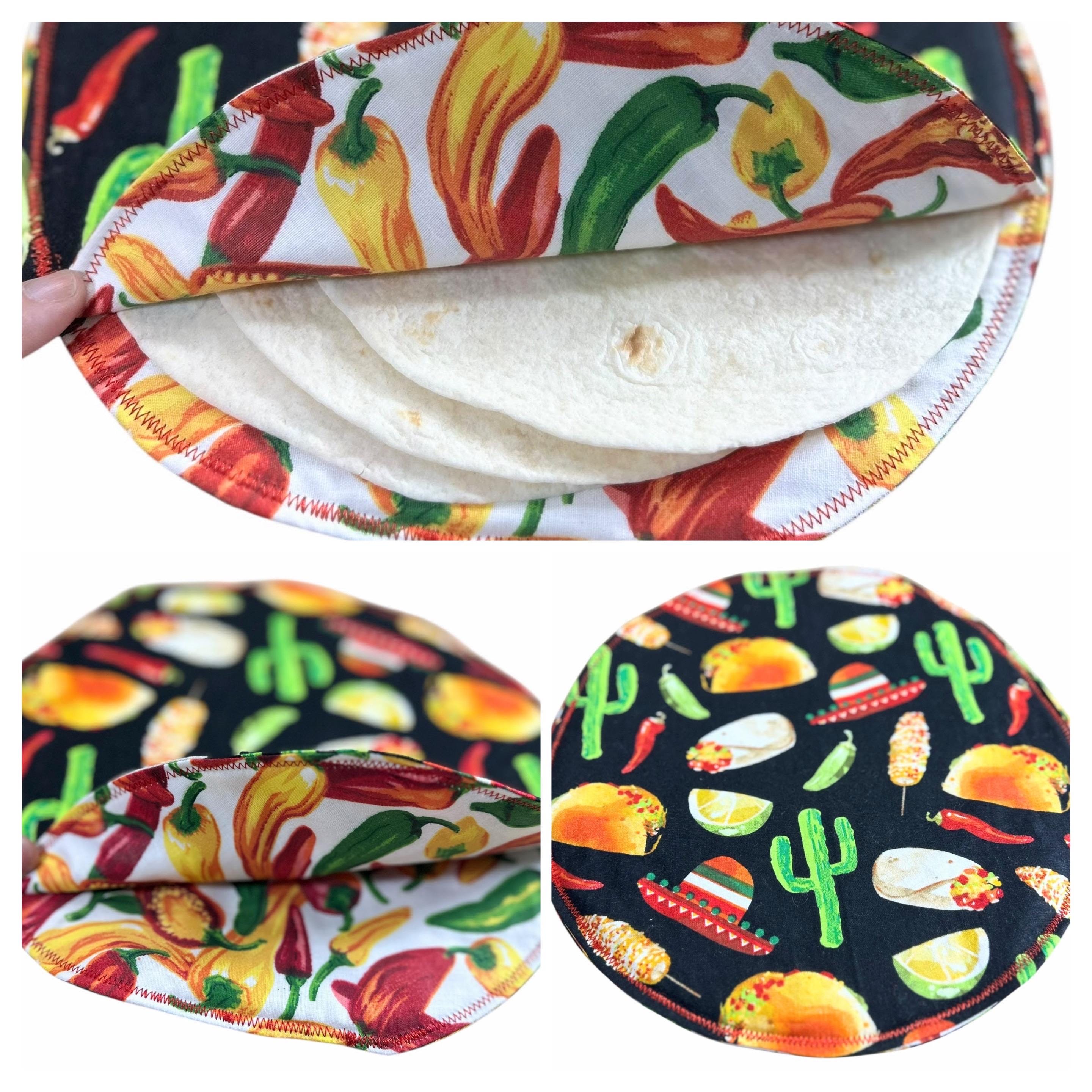 Microwave Tortilla Warmer – Reversible, 100% Cotton, 5 Fun Patterns ...