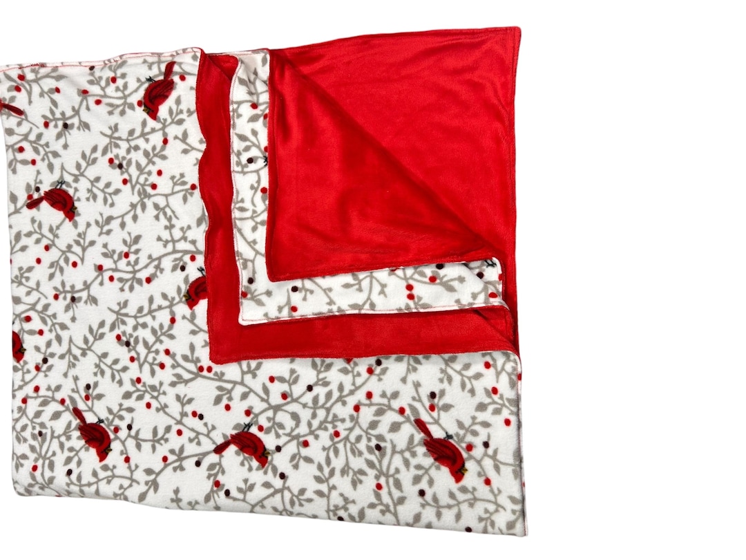 Fleece Cardinal Blanket, 50" X 60" Reversible Minky Fleece Blanket. - Etsy