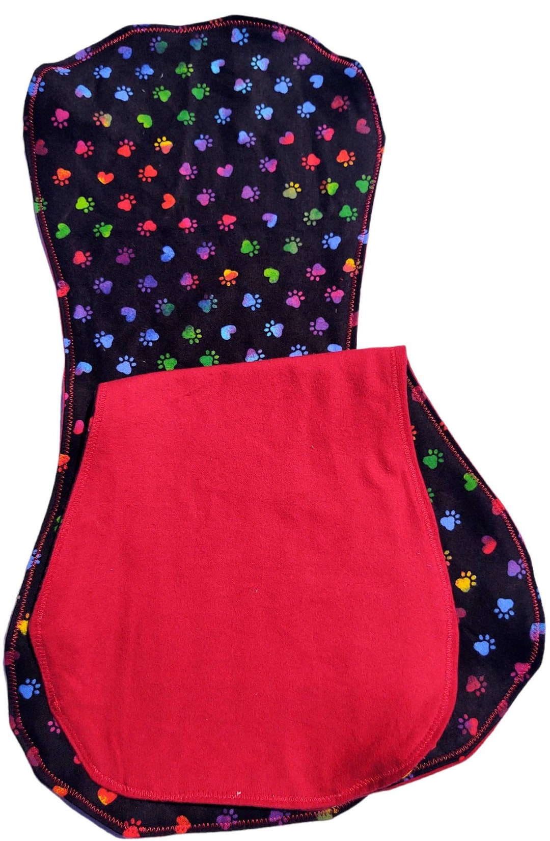 Rainbow Paw Print Curved Burp Cloths Set of 2, Reversible Absorbent ...