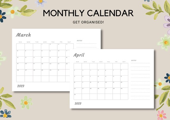 2023 Printable Monthly Calendar and Daily to Do List Simple - Etsy