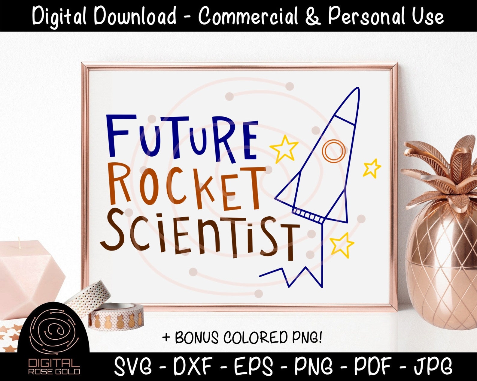 Future Rocket Scientist - Kids Space SVG, Rocket Ship Stars Moon SVG ...