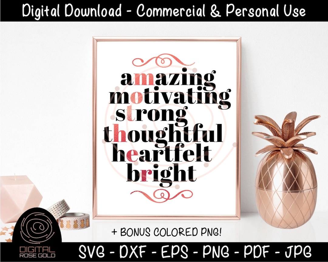 Mom Acronym - Amazing Motivation Strong Thoughtful Heartfelt Bright SVG ...