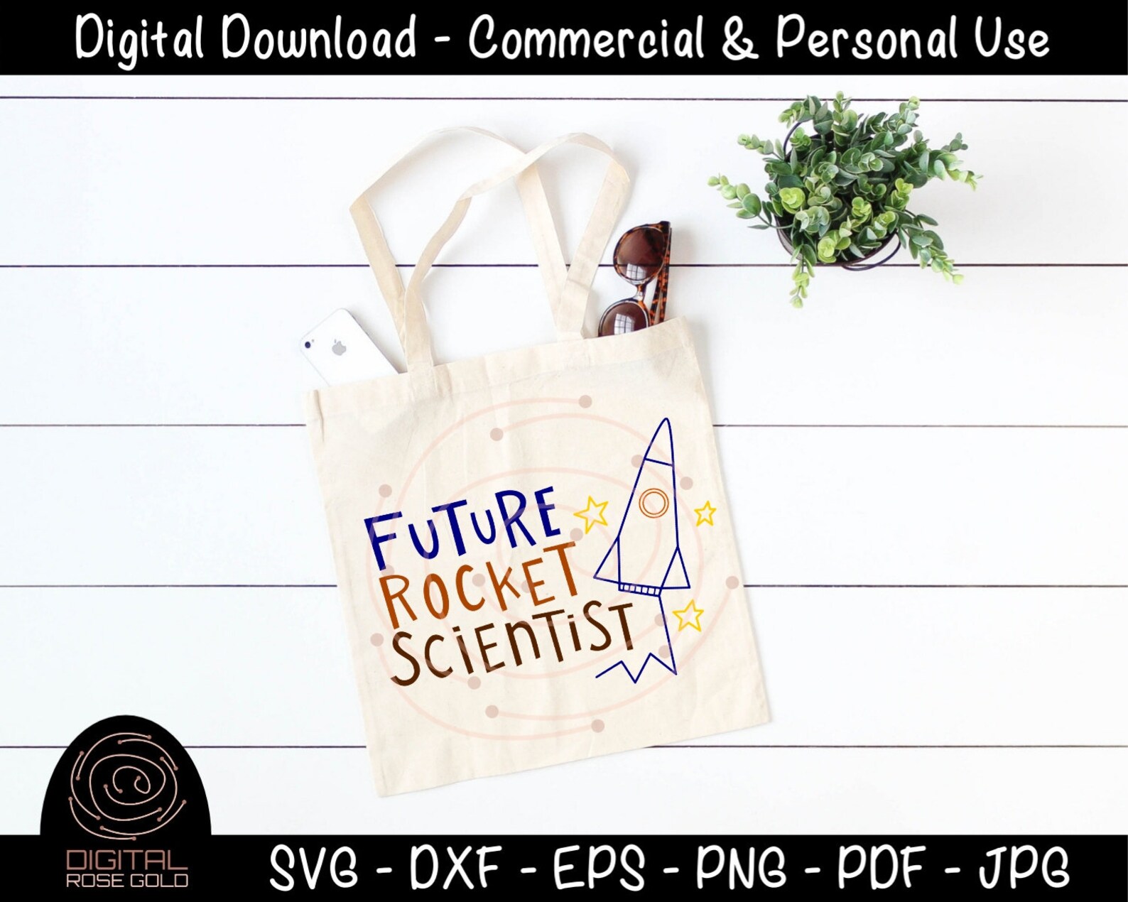 Future Rocket Scientist - Kids Space SVG, Rocket Ship Stars Moon SVG ...