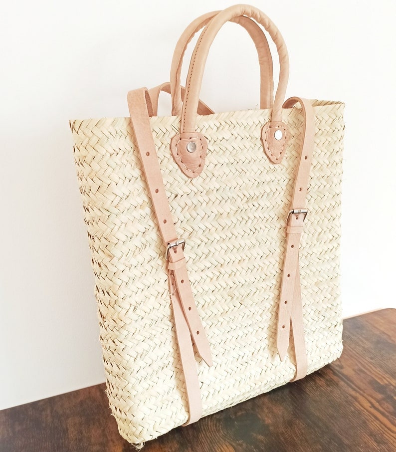 50 % OFF Straw Beach Bag With Leather Strap Straw Backpack - Etsy