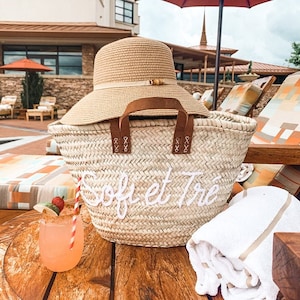 French Straw Bag Handmade With Leather - French Market Basket, Eco ...