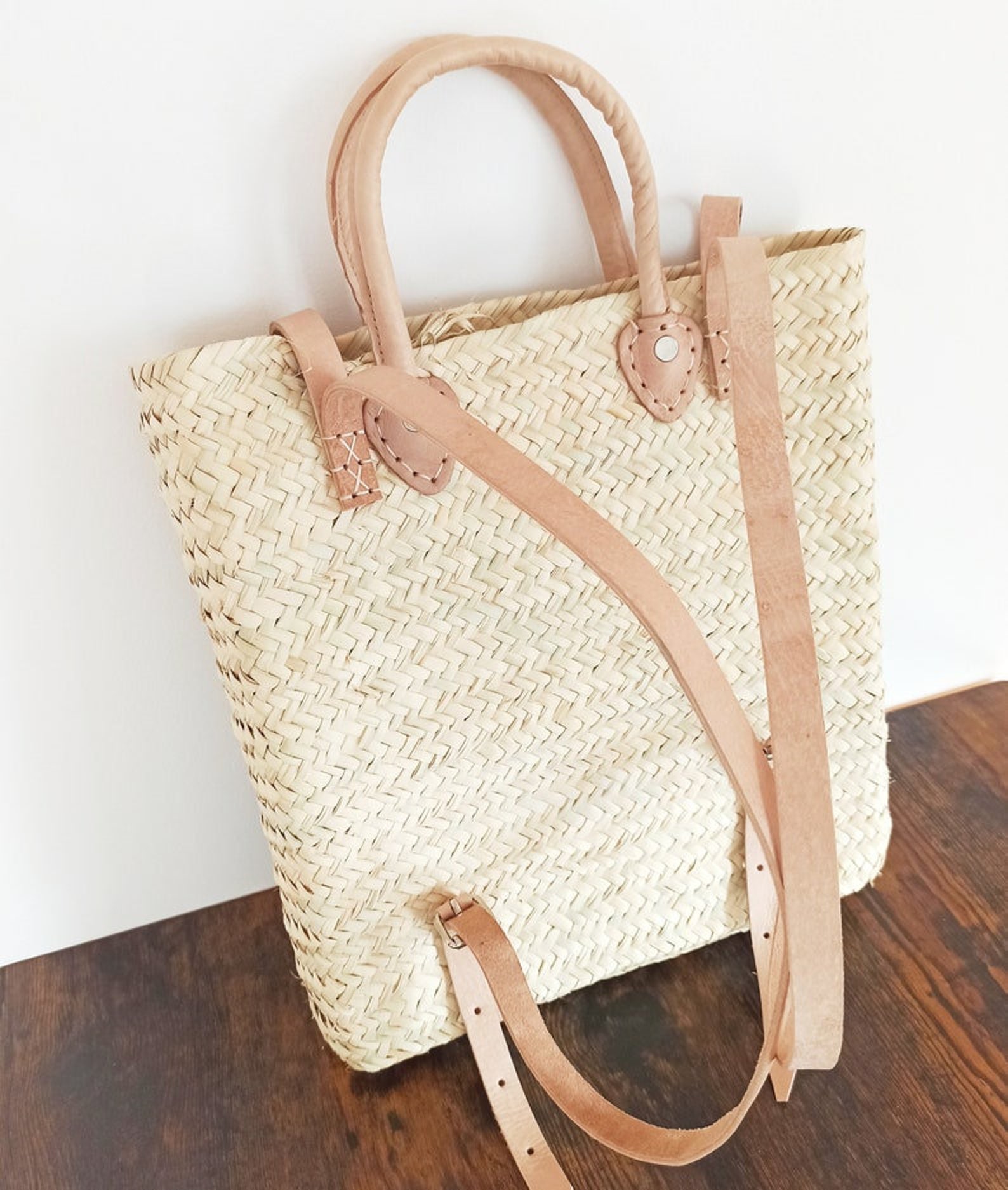 50 % OFF Straw Beach Bag With Leather Strap Straw Backpack - Etsy