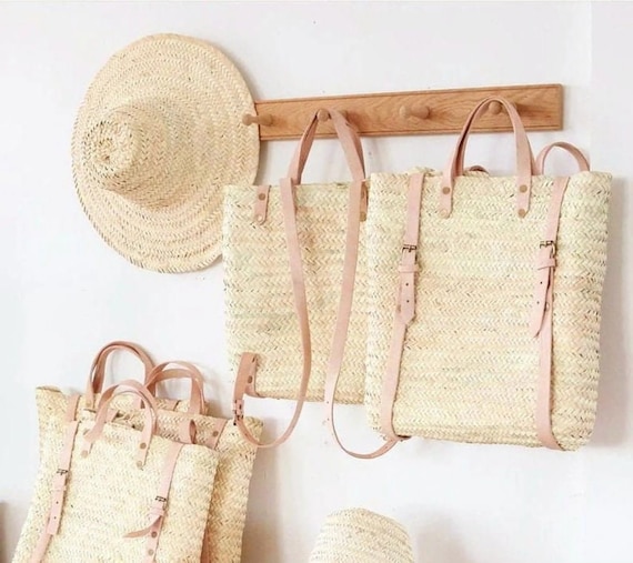 50 % OFF Straw Beach Bag With Leather Strap Straw Backpack - Etsy