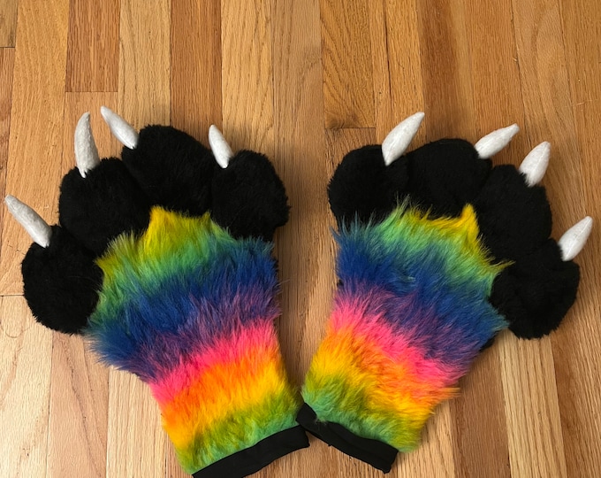 Rainbow and Black Fursuit Paws - Etsy
