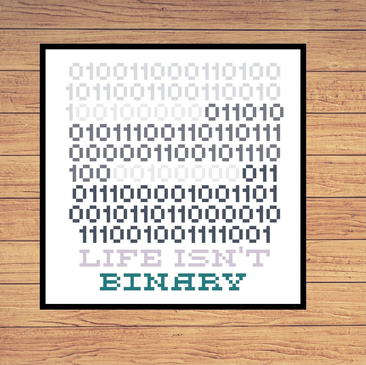 Life isnt binary. Binary code pattern Cross stitch digital | Etsy