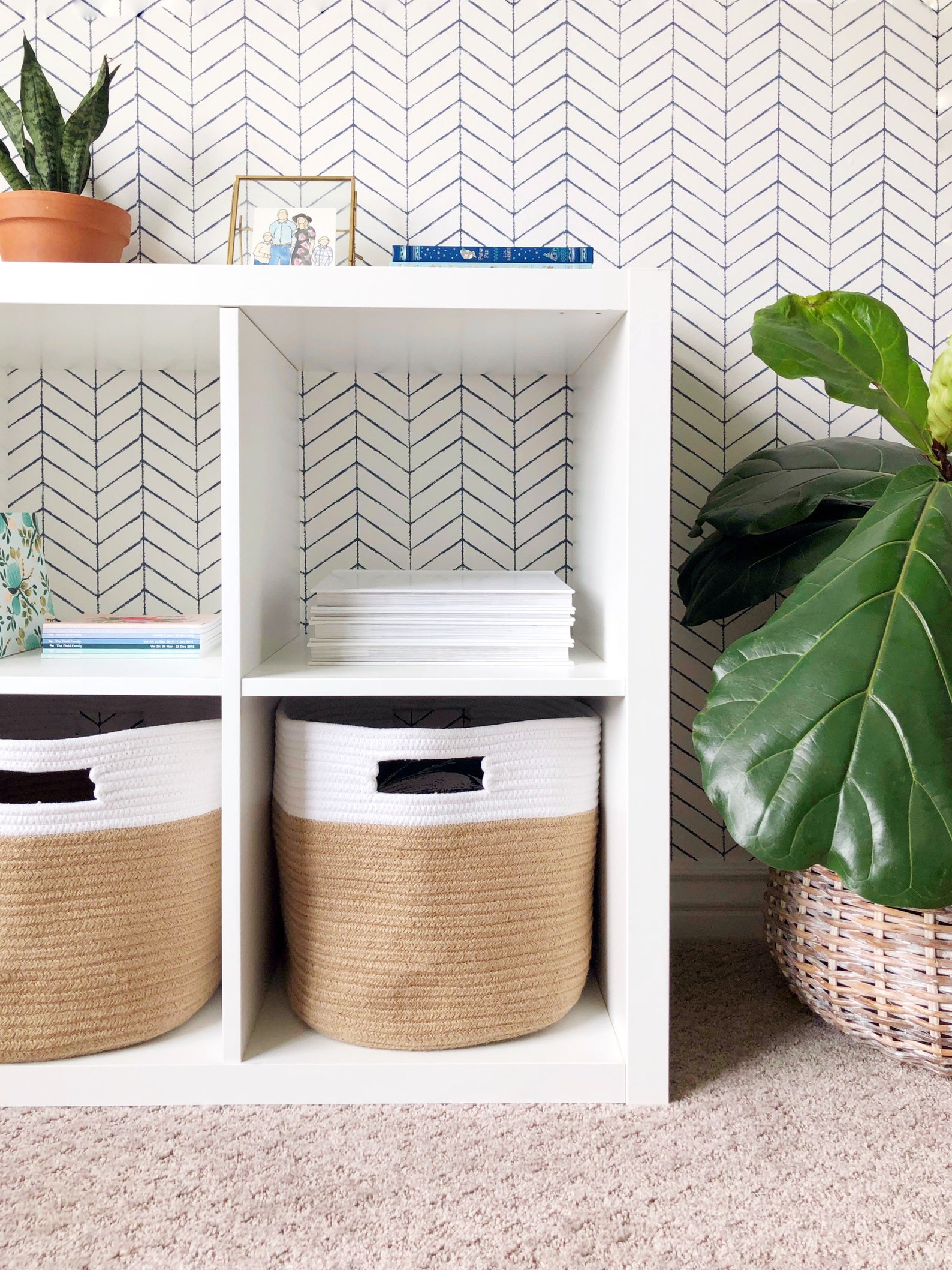 Cubby Storage Baskets Jute White Set of 2 Cotton Rope - Etsy