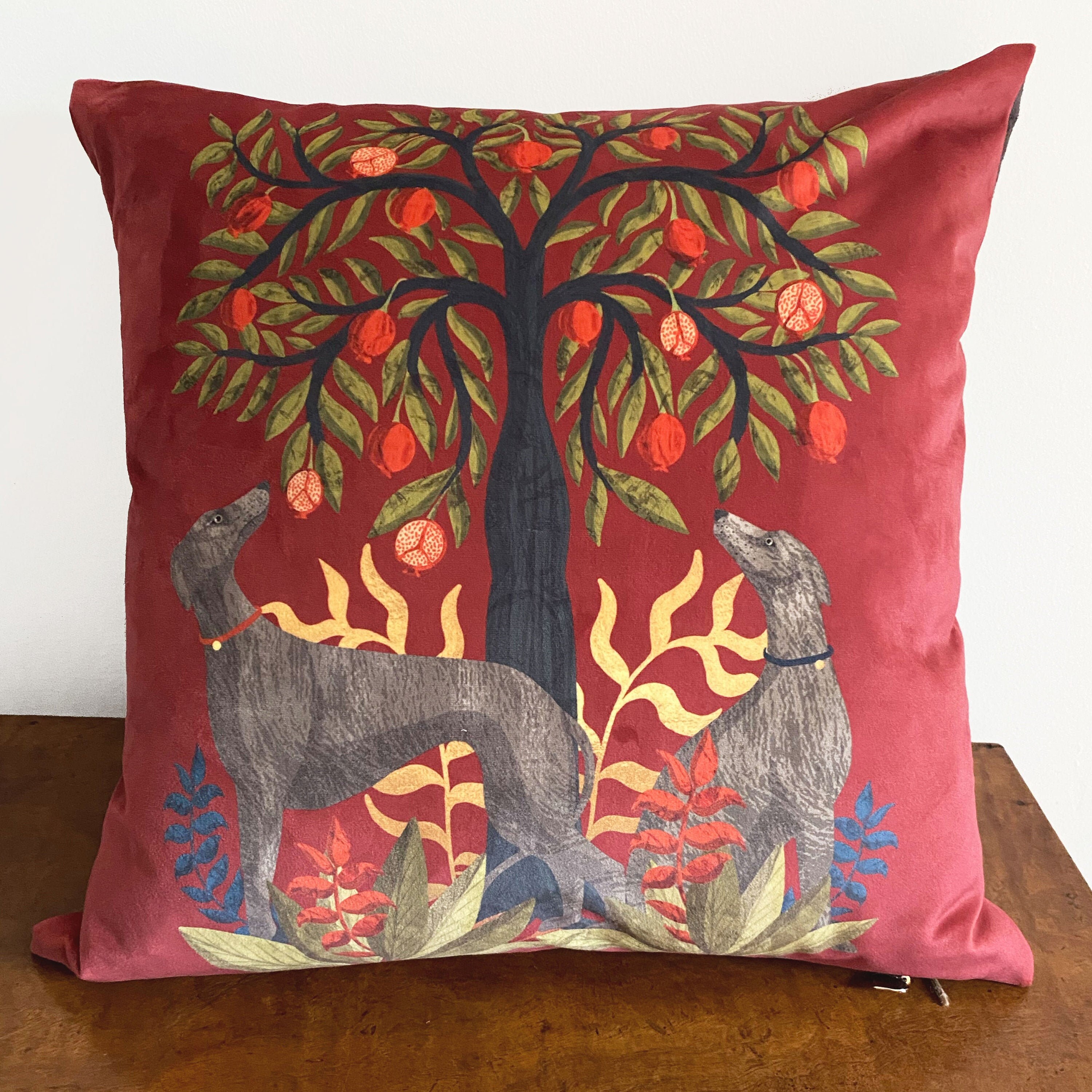 Luxury Velvet Cushion- Whippet Pattern - Etsy UK
