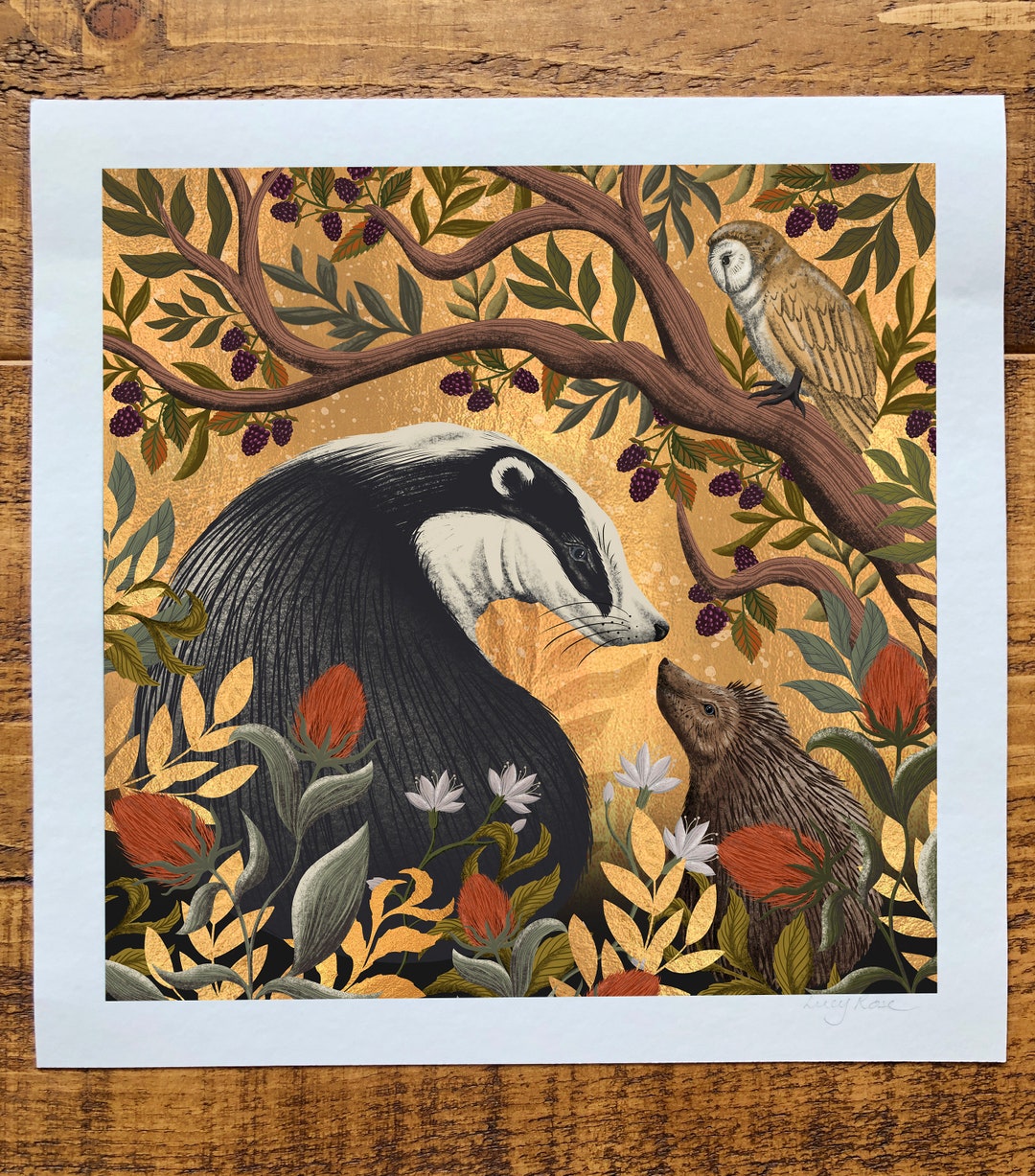 The Badger, Hedgehog and Owl Art Print - Etsy