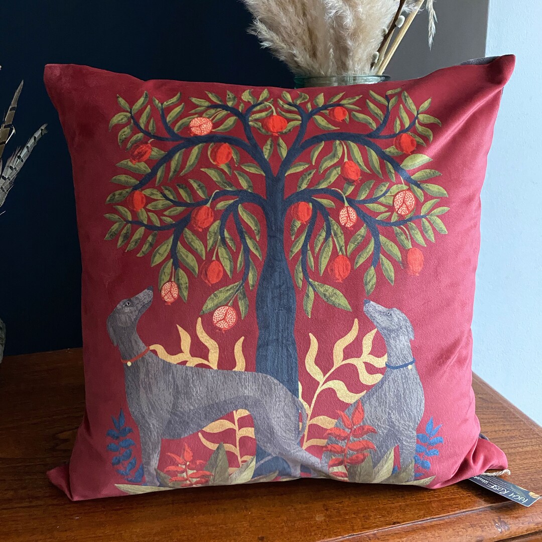 Luxury Velvet Cushion- Whippet Pattern - Etsy UK
