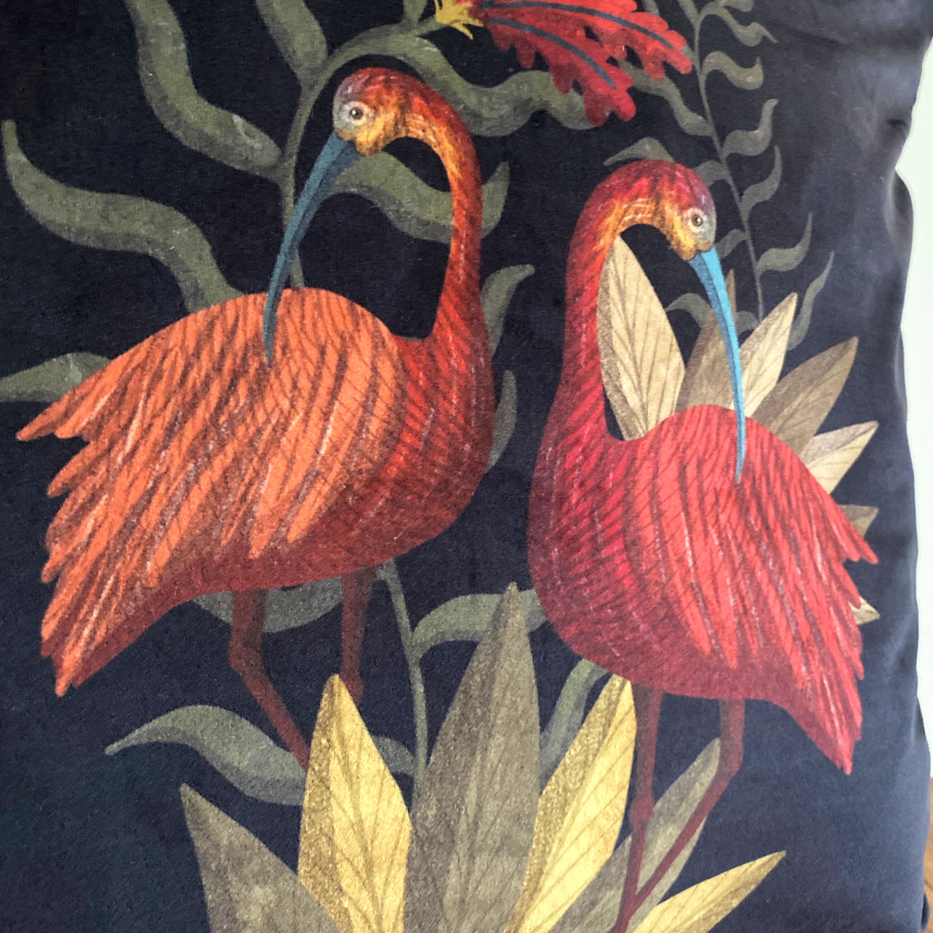 Luxury Velvet Cushion- Scarlet Ibis Pattern- Dark Background - Etsy UK