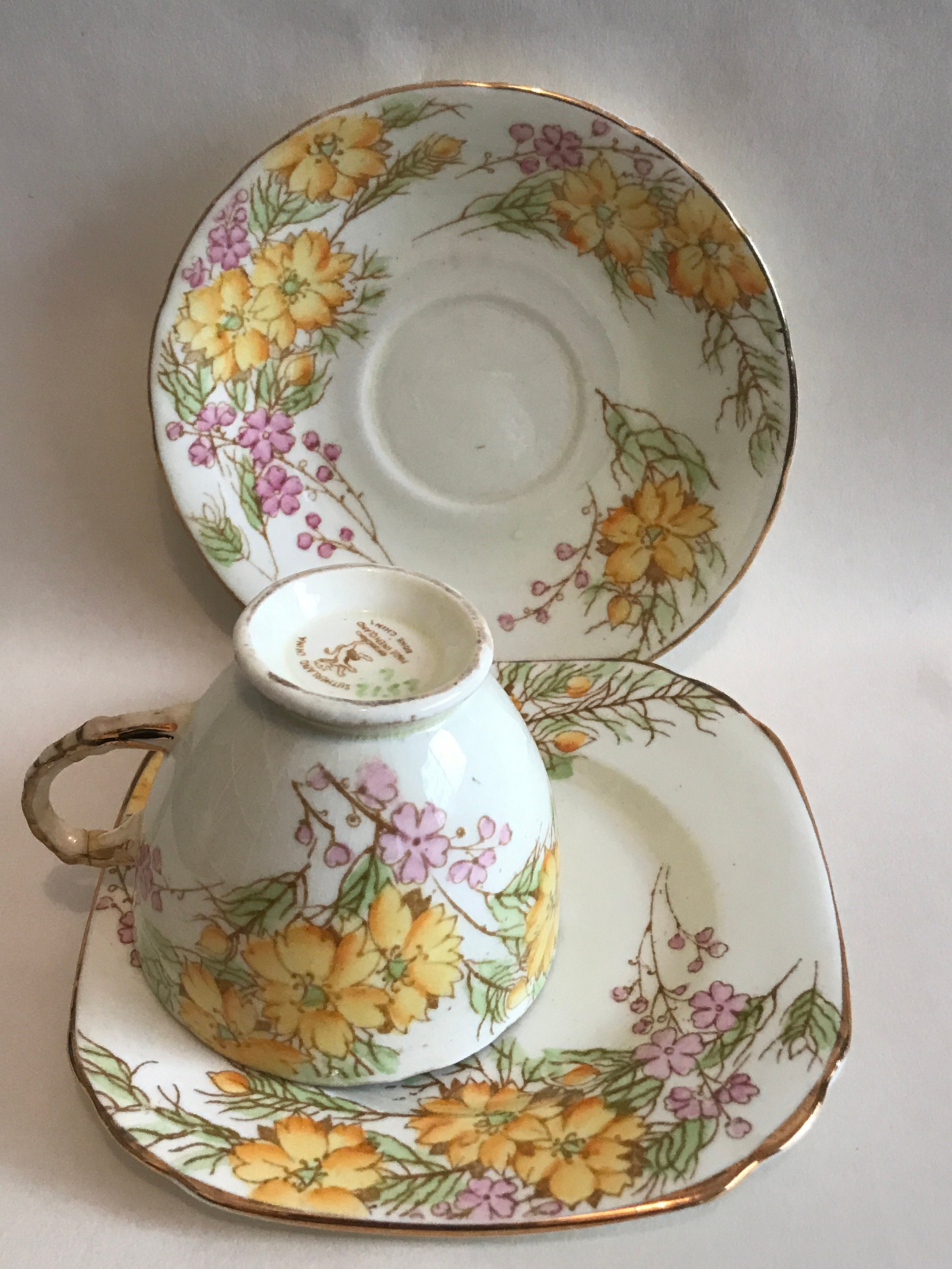 Vintage Sutherland China Teacup Saucer and Plate Set 2512 3 - Etsy