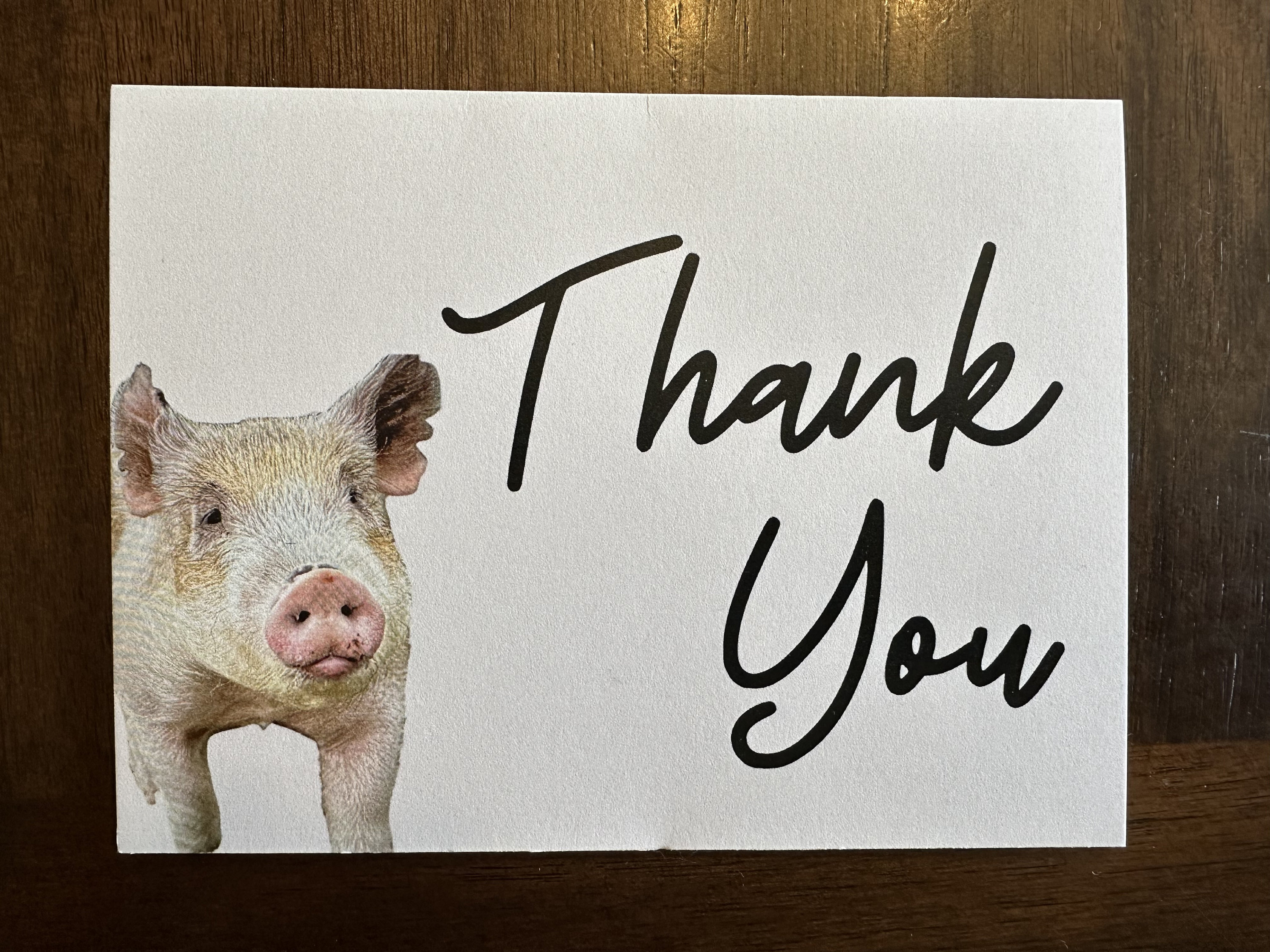 Pig Thank You Card - Etsy
