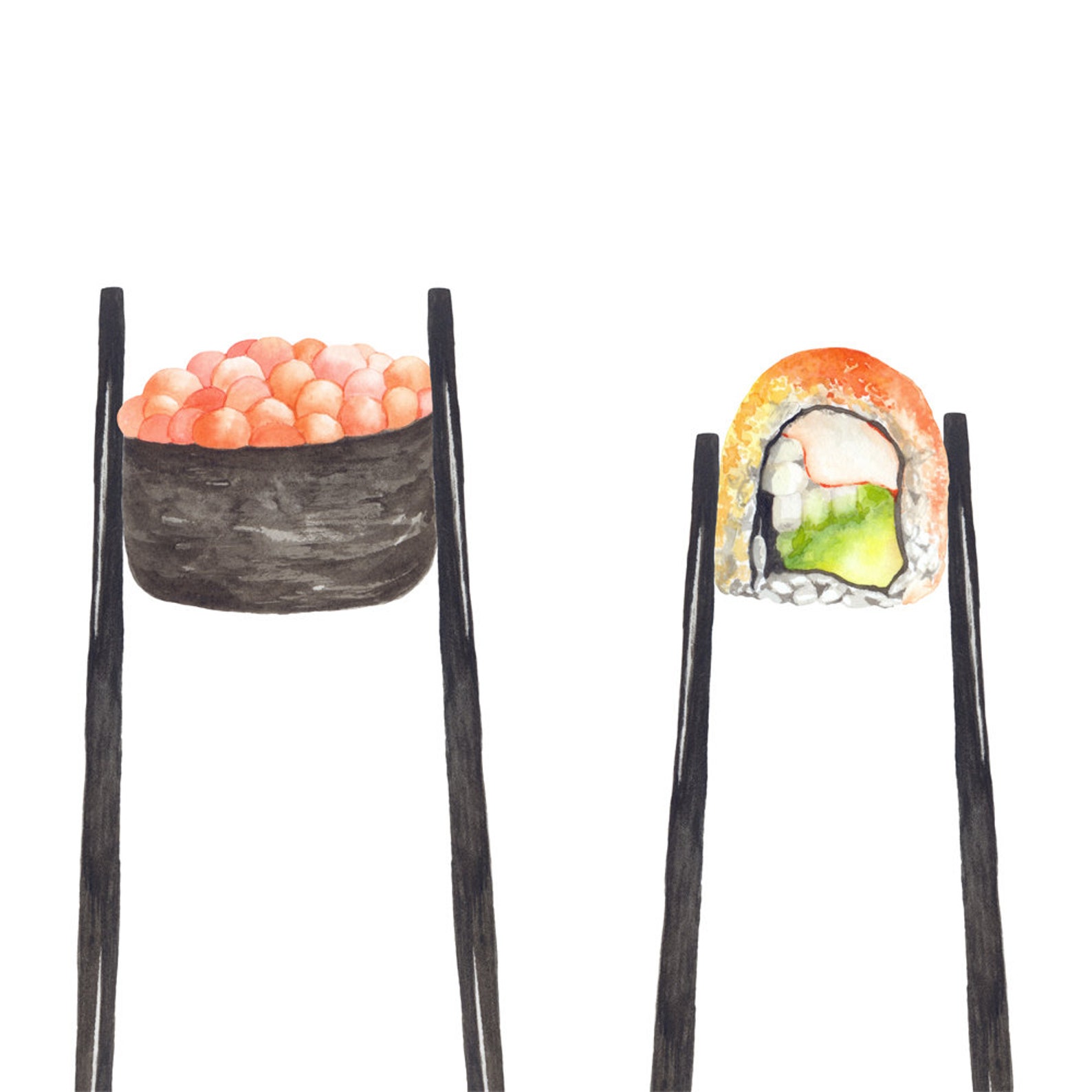 Sushi watercolor clipart Japanese food Love sushi Japanese | Etsy