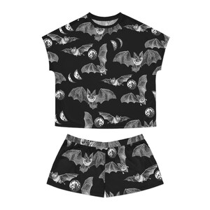 Gothic Bats Pajama Set for Women, Bat Print PJ Set, Halloween Pajamas ...