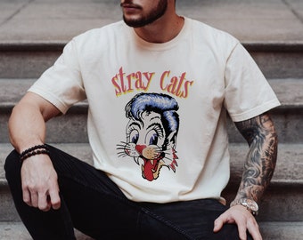 Vintage Look Stray Cats T-shirt, Retro Graphic Tee, Cat Vintage Look Stray Cats T-shirt, Retro Graphic Tee, Cat