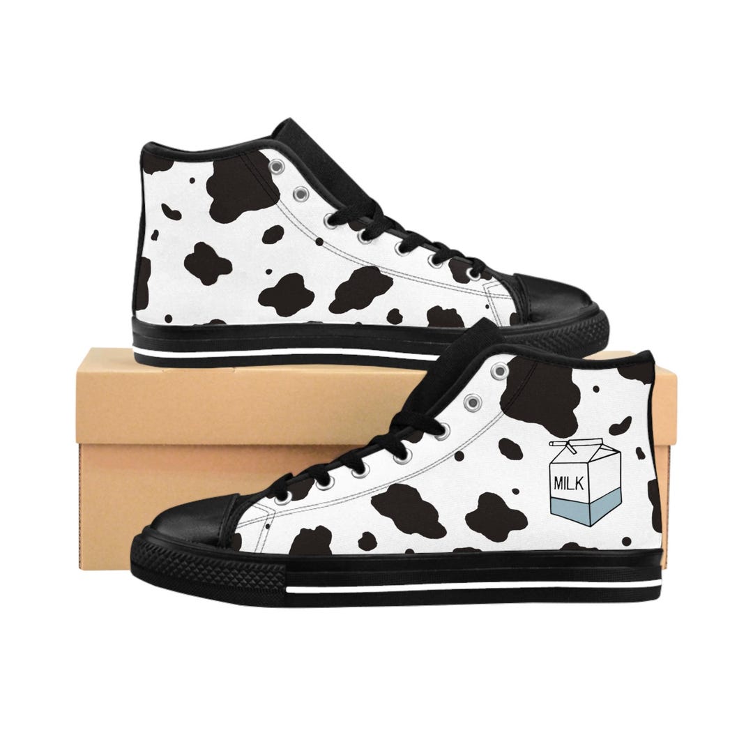 COW Shoes Women's Sneakers, Milk Kawaii Animal Print Footwear, Fun Farm ...