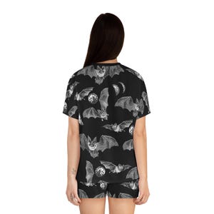 Gothic Bats Pajama Set for Women, Bat Print PJ Set, Halloween Pajamas ...