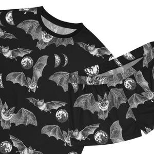 Gothic Bats Pajama Set for Women, Bat Print PJ Set, Halloween Pajamas ...