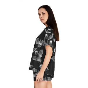 Gothic Bats Pajama Set for Women, Bat Print PJ Set, Halloween Pajamas ...