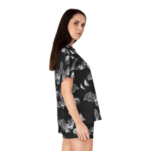 Gothic Bats Pajama Set for Women, Bat Print PJ Set, Halloween Pajamas ...
