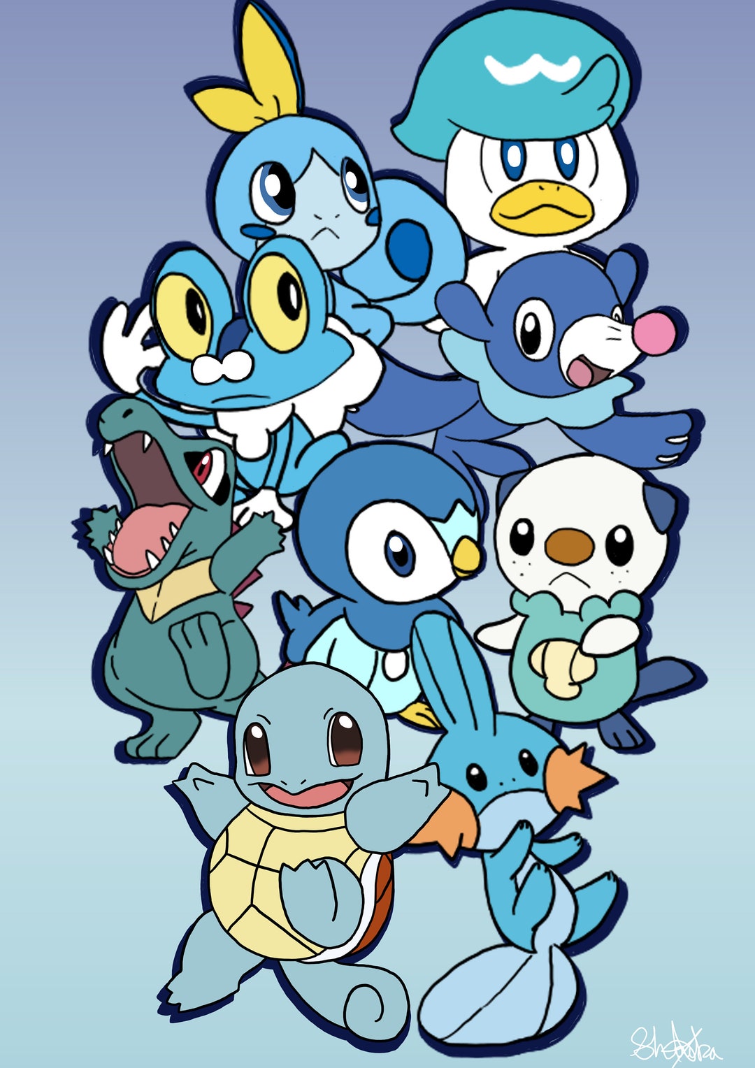 Pokemon Water Starters Print - Etsy