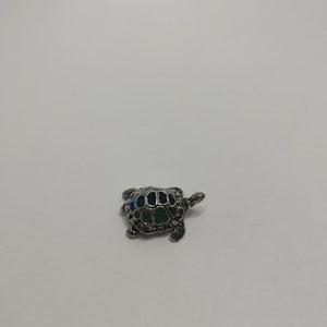 Vintage Enamel Solid Silver Turtle,good Luck Gift,sterling Silver Mini ...