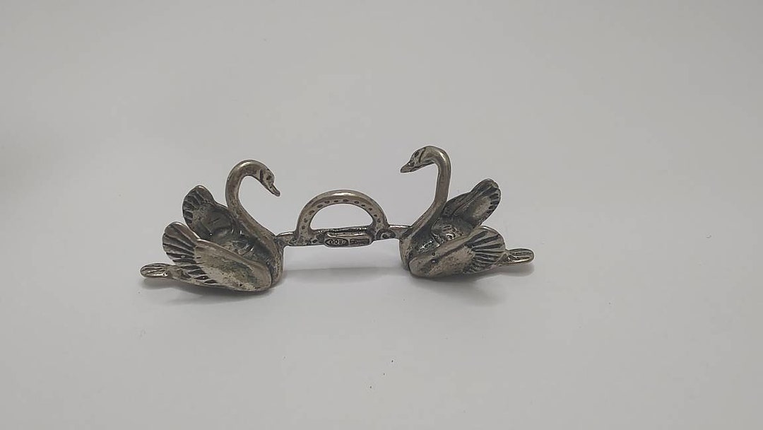 Vintage Silver Swans ,vintage Solid Silver Miniature Swan, Valentine's ...