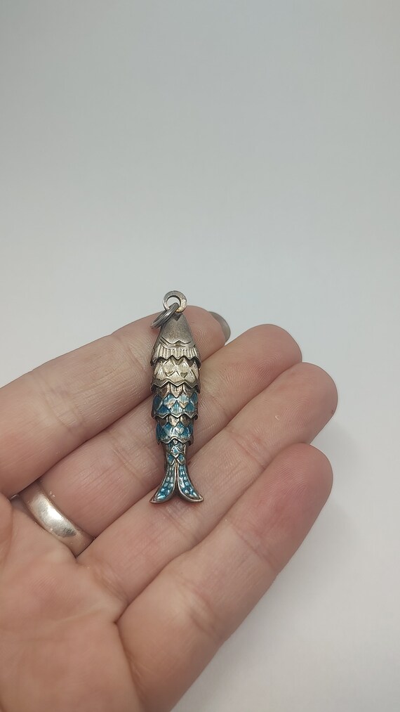 Solid silver enamel fish - Gem