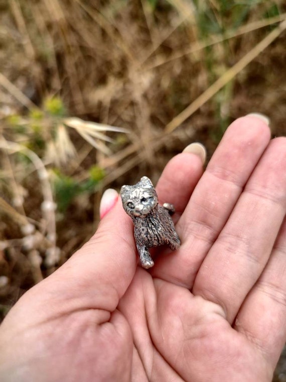 Antique Solid Silver Cat Figurine Ornament - Etsy