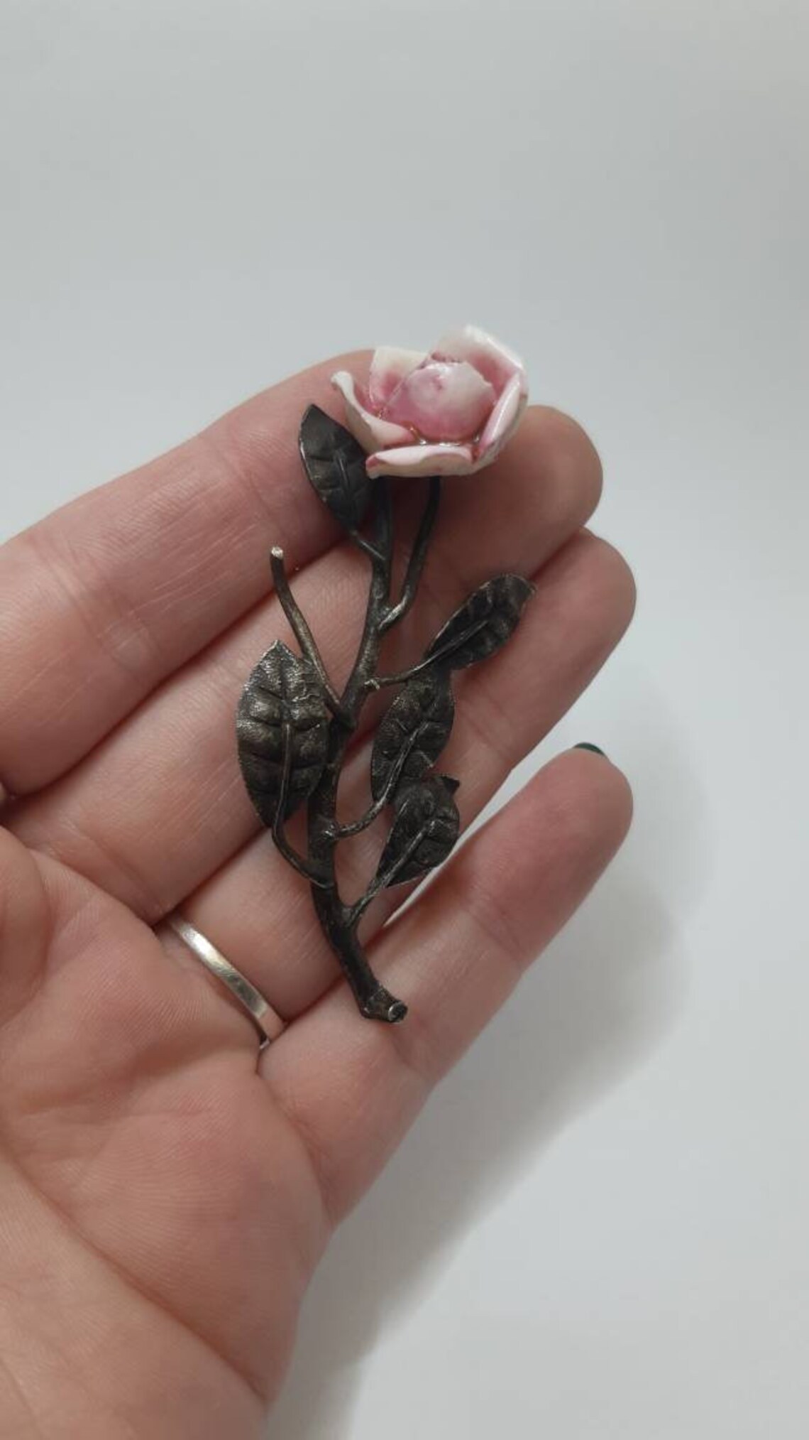 Vintage 800 Solid Silver Rose Flower Collectible Ornament | Etsy