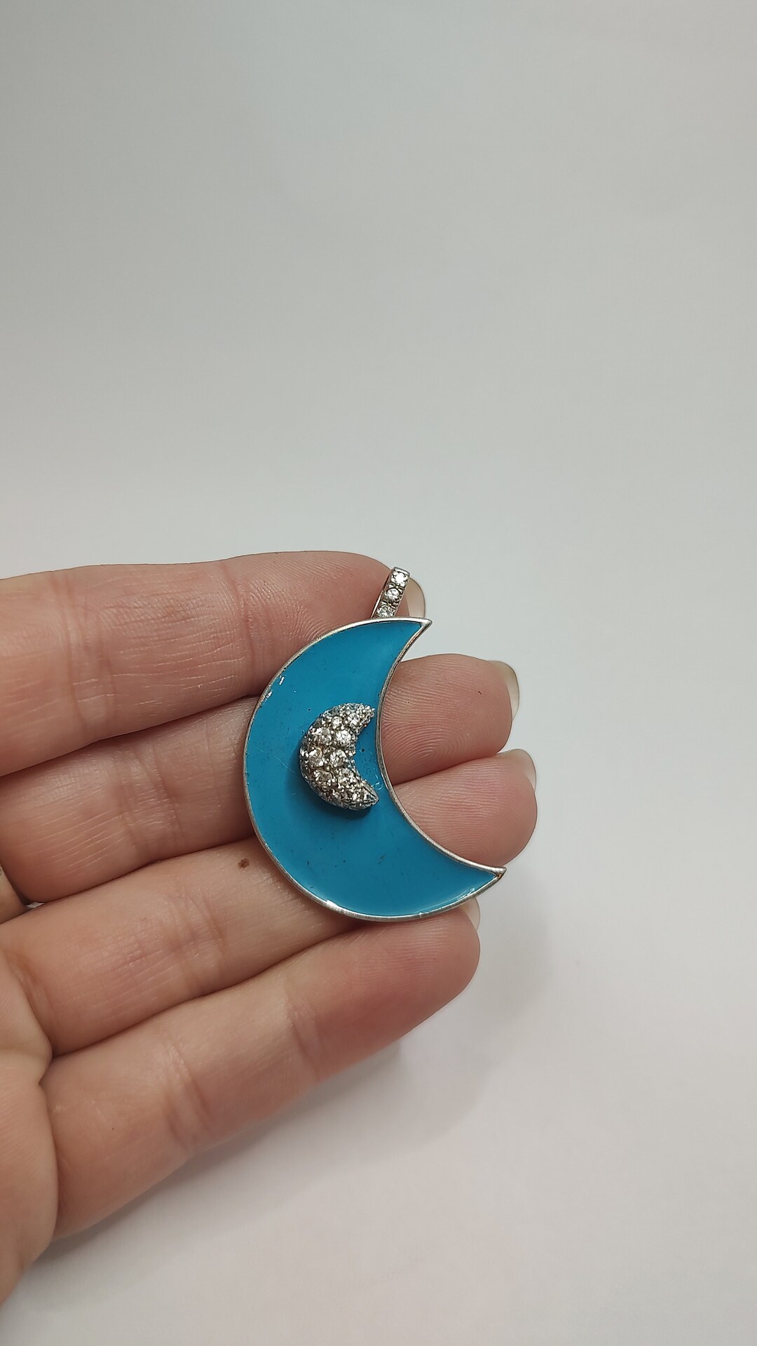 Vintage Half Moon Sterling Silver Designer Pendant - Etsy
