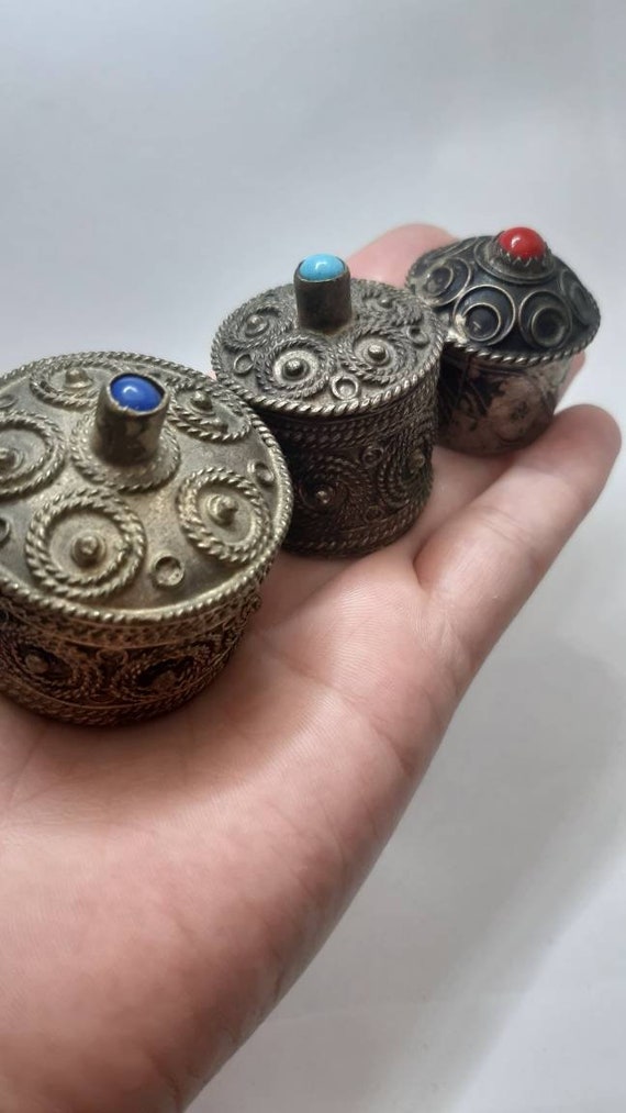 Gemstone Pill Boxvintage Ornated Small Box - Etsy UK